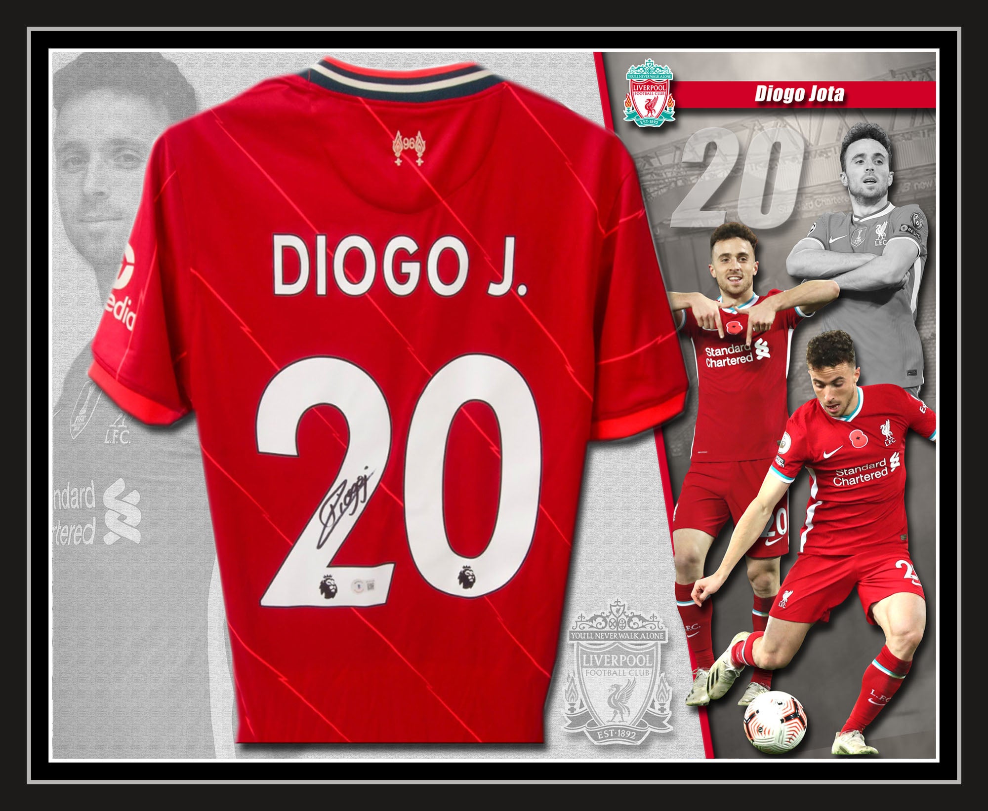 Diogo Jota Signed & Framed Liverpool Jersey (Beckett) – Wicked ...