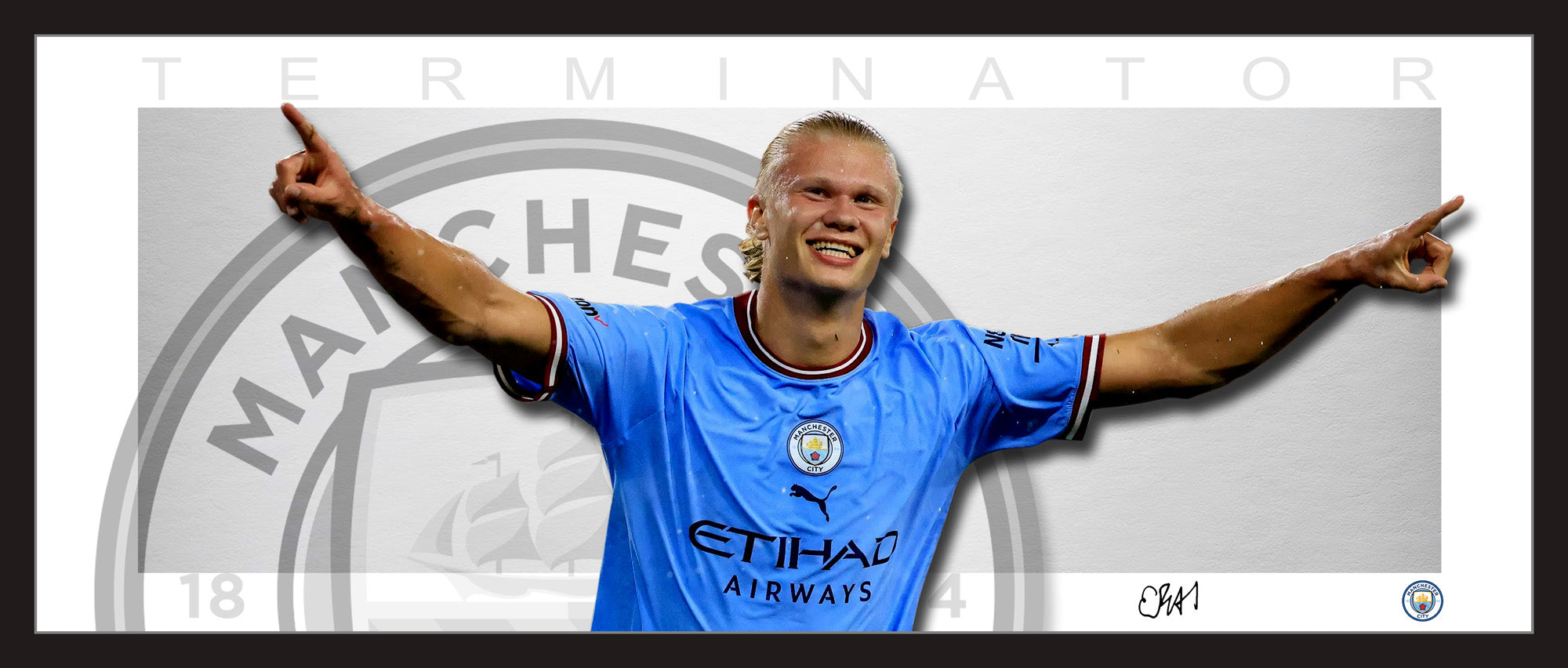 Erling HAALAND 'Terminator' Manchester City Framed Wings Lithograph ...