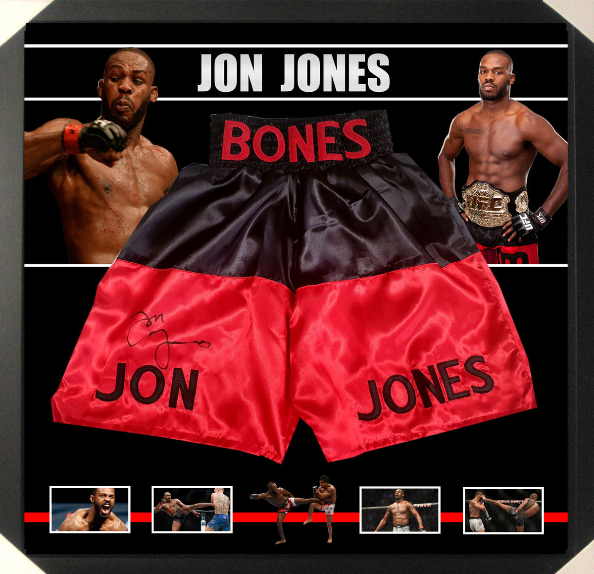 Jon JONES UFC WORLD CHAMPION Signed & Framed Trunks(PSA DNA) – Wicked ...