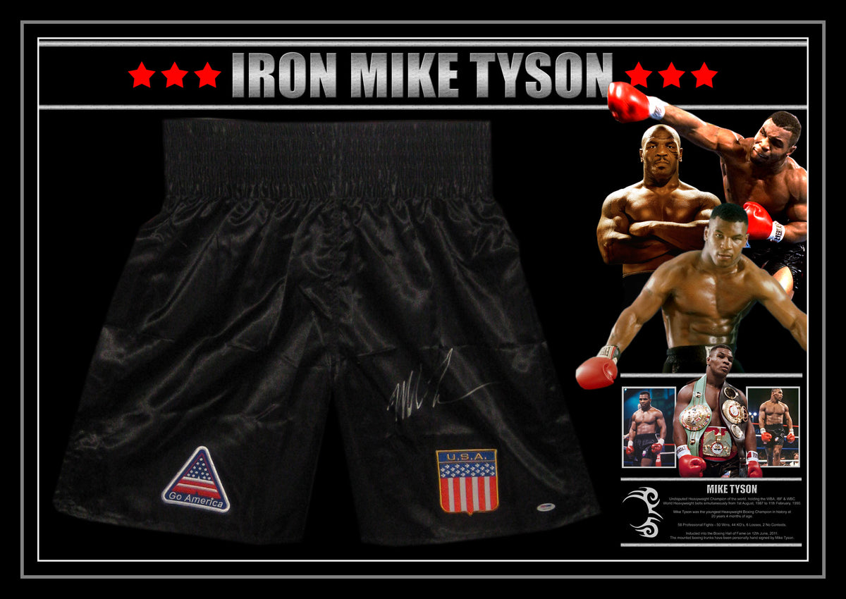 Mike TYSON Signed & Framed Boxing Trunks (Beckett) – Wicked Memorabilia ...